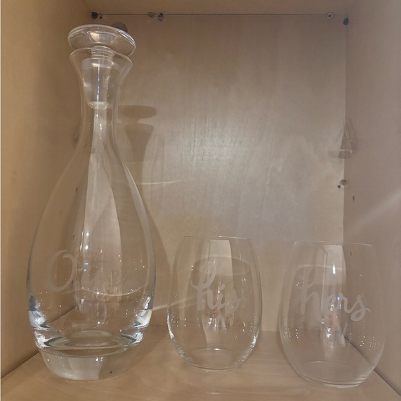 kate spade | Dining | Kate Spade Clear Glass Decanter And Stemless ...